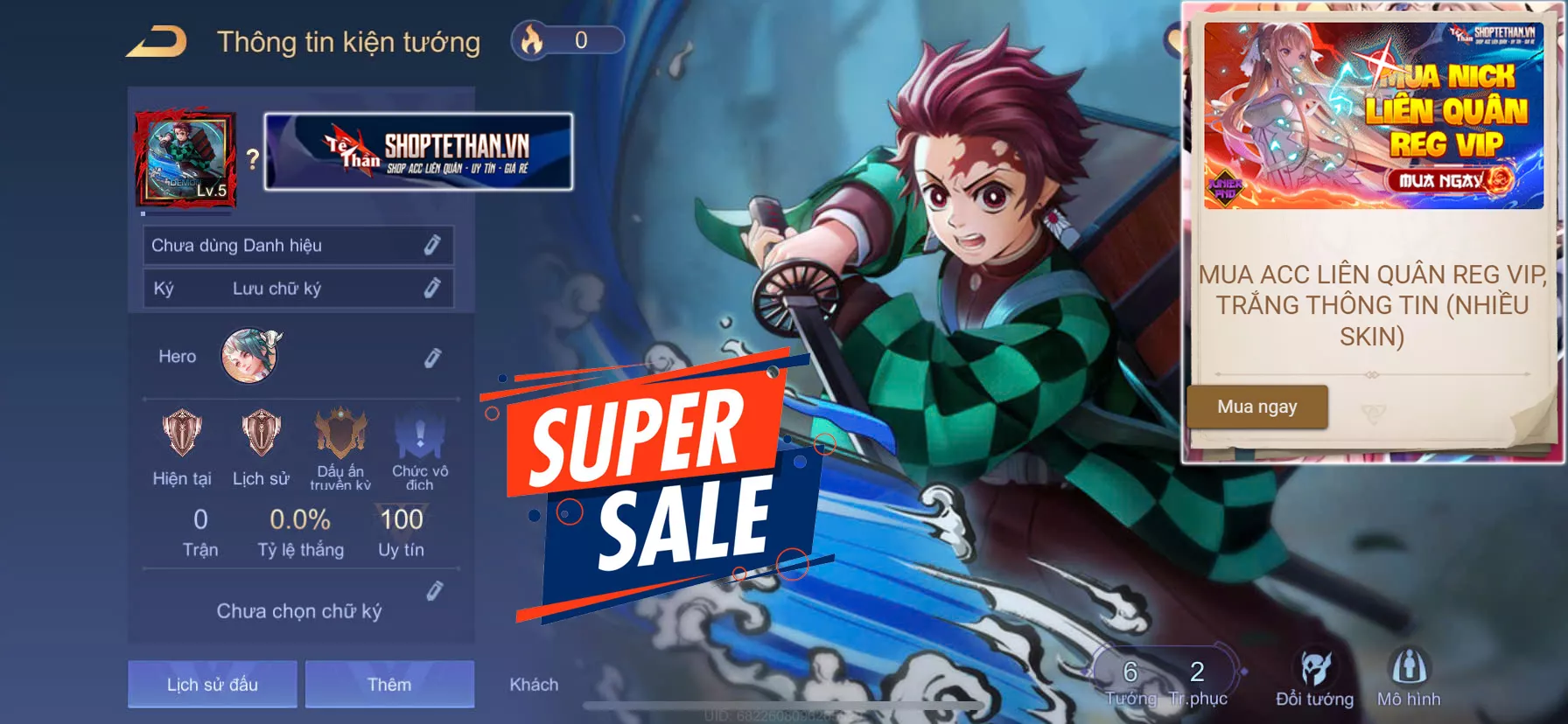 Acc #41111: 🔥SIÊU GIẢM GIÁ🔥 ACC REG: Yan Tanjiro Kamado, sẵn tướng, trắng thông tin, free đổi ...